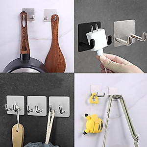 Vanloory Razor Holder, Self Adhesive Towel Hooks for Bathroom, 4 Pack Stainless Steel Sticky Shower Razor Hook Waterproof Shaver Hanger Double Wall Hooks for Hanging Plug Loofah Robe(Brushed Nickel)