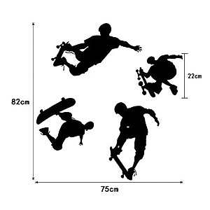 Playing Skateboards Sports Wall Decal Home Sticker PVC Murals Vinyl Paper House Decoration Wallpaper Living Room Bedroom Kitchen Art Picture DIY for Kids Teen Senior Adult Nursery Baby