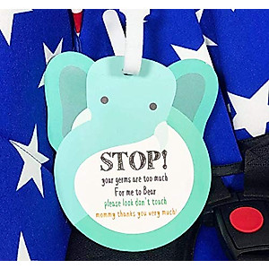 Elephant Baby Don‘t Touch Sign Baby Car Seat Cover Tag Newborn Stroller Tag Do Not Touch Sign for Baby Preemie No Touching Sign Vinyl Hard Board Baby Basket Tag with Hanging Straps 2 Set