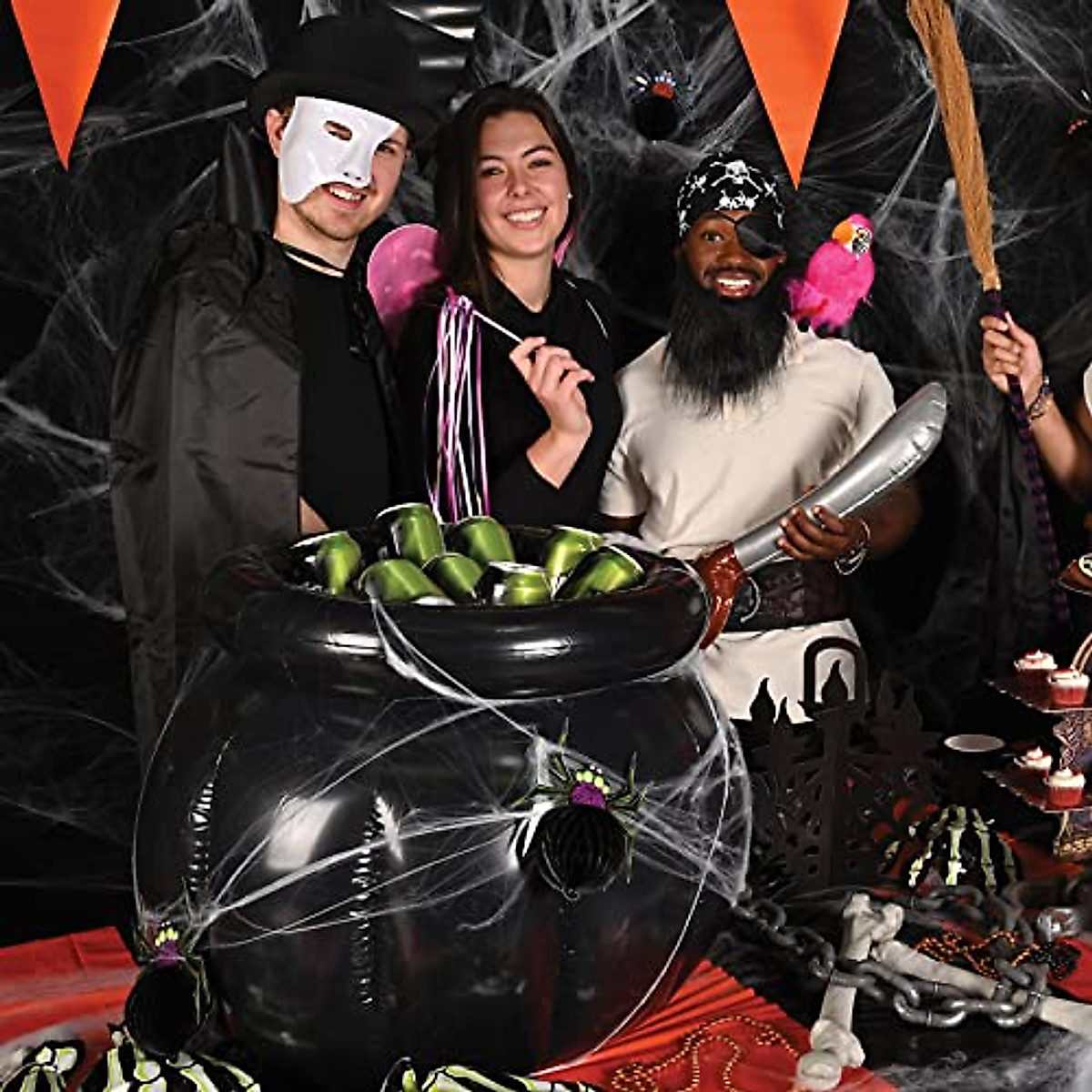 Beistle Inflatable Cauldron Cooler, 18” x 22”, Holds approx. 48 12 oz. Cans - Drink Cooler, Inflatable Cooler for Parties, Drink Containers for Parties, Beverage Cooler, Spooky Decor, Halloween Cooler