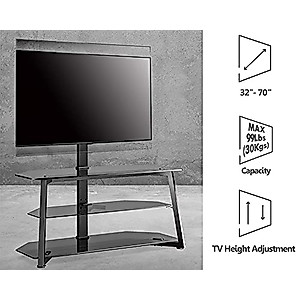 Floor TV Stand with Storage for 37-70 Inch TVs Universal Corner TV Stand for Media-Height Adjustable Glass Entertainment Center with Mount TV Stands Cable Management,VESA 600x400mm