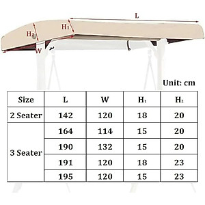 BTURYT Replacement Canopy for Swing Seat, Patio Hammock Top Cover, Replacement Canopy for Swing Seat Chair 2 Seater, Anti-UV Waterproof Cover for Garden