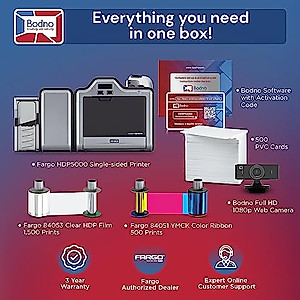 Bodno Fargo HDP5000 Dual Sided ID Card Printer & Complete Supplies Package with Silver Edition Software