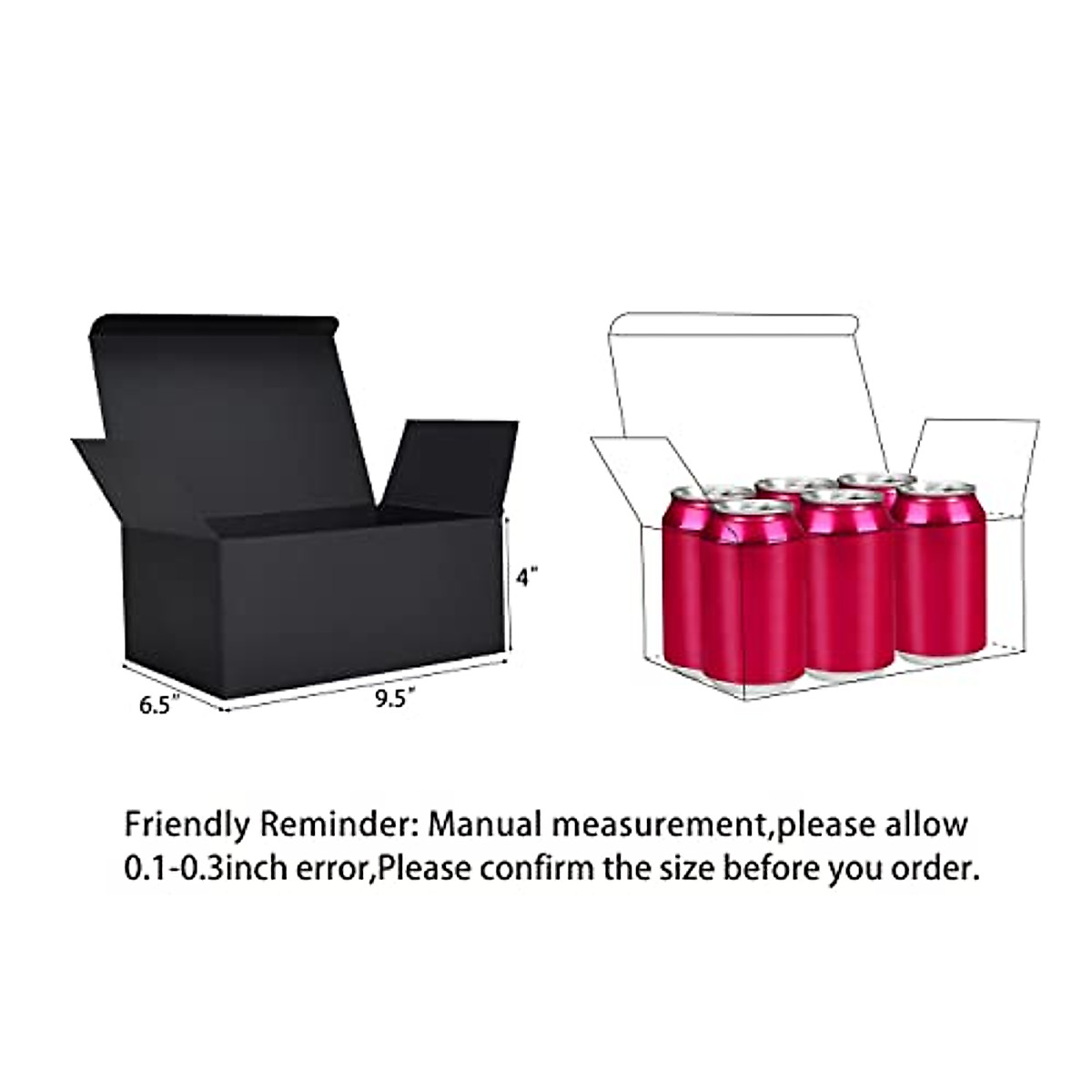 HUAPRINT Black Gift Box,Gift Boxes with Lids 9.5x6.5x4inch,24pcs Paper Gift Box Bulk,Rectangle Gift Boxes for Presents,Birthday,Bridesmaid Proposal,Groomsmen Engagements,Baby Showers, Christmas,Wedding Party Favor,Crafting Cupcake,Holidays