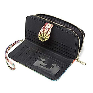 LOVESHE Women wallet RFID Blocking Purse Credit Card Clutch Zip Around Phone Clutch Large Travel Purse Wristlet Bohemian （YZ）