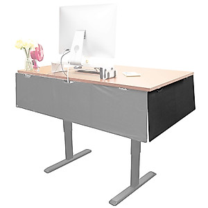 MOUNT-IT! Under Desk Privacy Panel for Sit Stand Workstations [41 Inches Wide], with Cable Management and Organizer Pockets, Modesty Desk Skirt for Home and Office (Black)