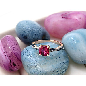 Dazzlingrock Collection 6 MM Cushion Lab Created Ruby with Round Blue Sapphire & Diamond Women Engagement Ring | 18K Rose Gold, Size 10