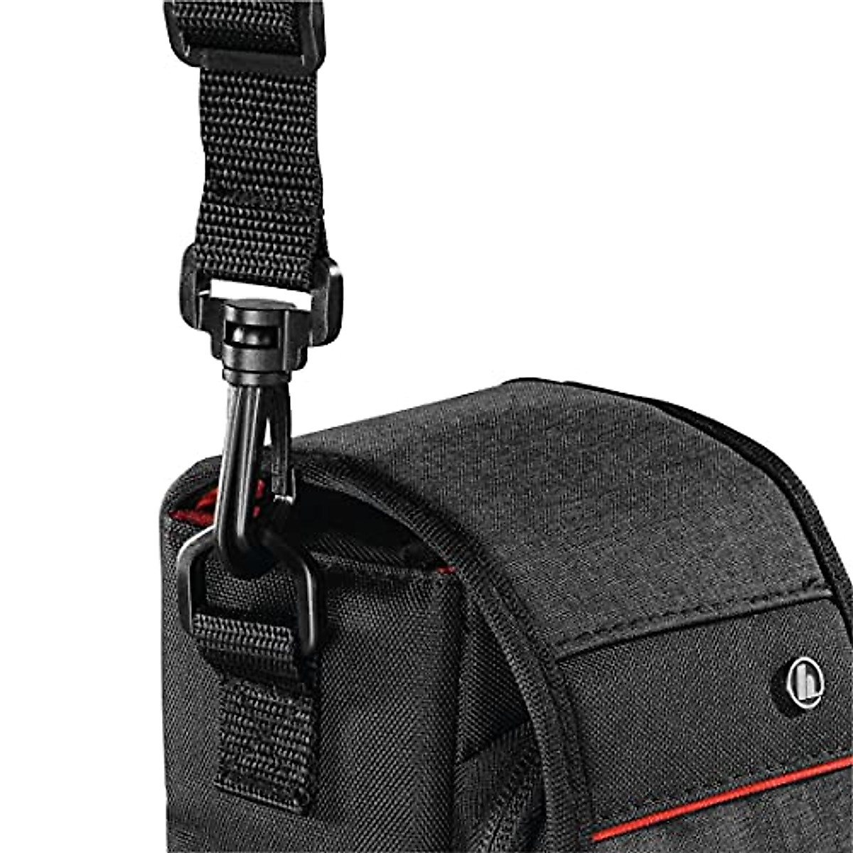 Hama Camera bag Valletta (size 90, compact case, strap, flap with closure, all brands such as Nikon, Canon, Olympus, Sony, …) Black/Red