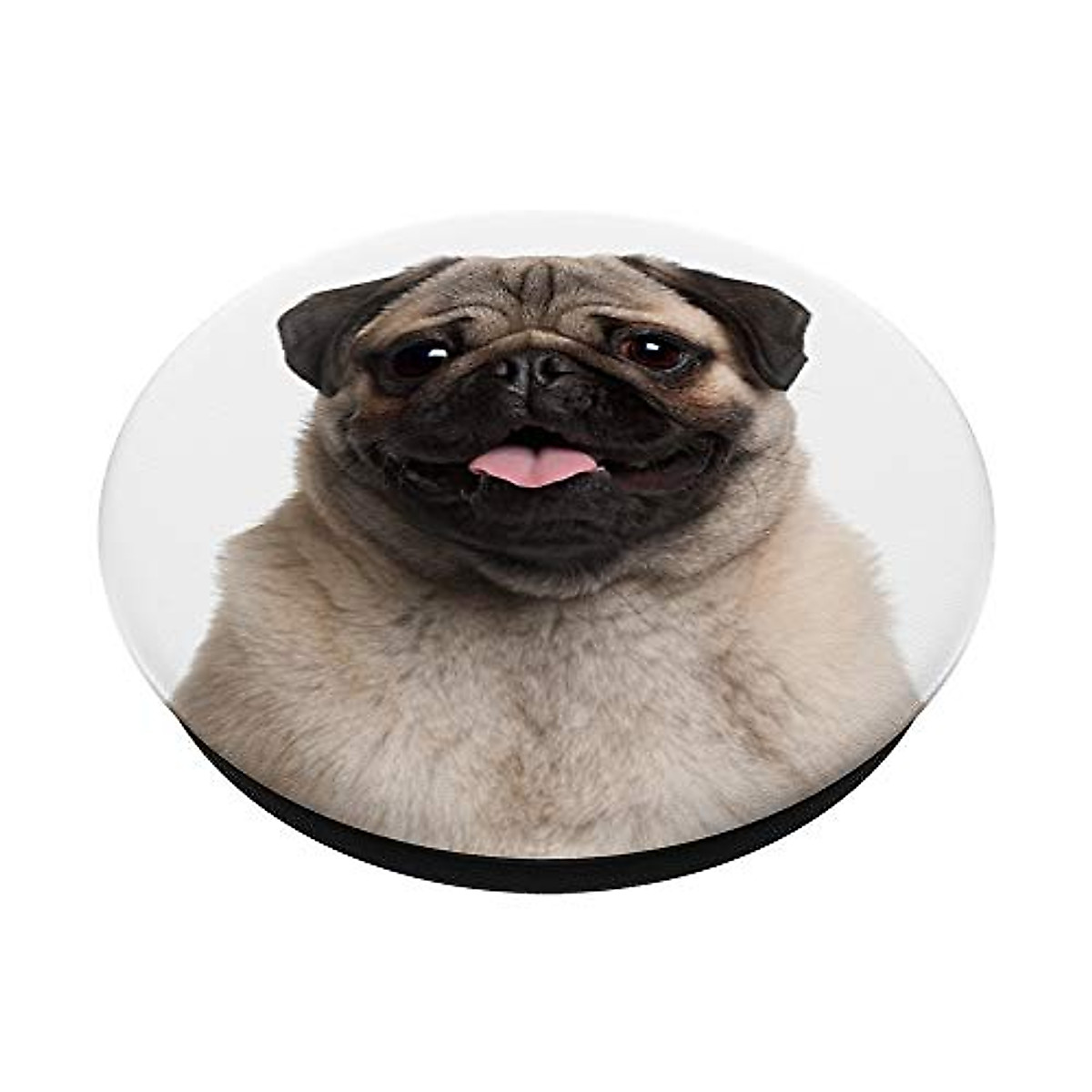 Cute Pug Face With Tongue Out On White Background PopSockets PopGrip: Swappable Grip for Phones & Tablets