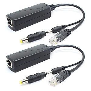ANVISION 2-Pack 5V PoE Splitter, 48V to 5V 2.4A Adapter, Plug 3.5mm x 1.35mm, 5.5mm x 2.1mm connector, IEEE 802.3af Compliant, for IP Camera and more