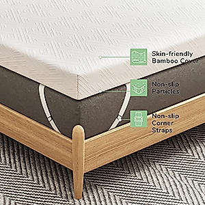 Novilla Queen Mattress Topper, 4 Inch Gel Memory Foam Mattress Topper Queen Enhance Cooling, Motion Isolation & Pressure Relieving, Non-Slip Design with Breathable Bamboo Charcoal Cover
