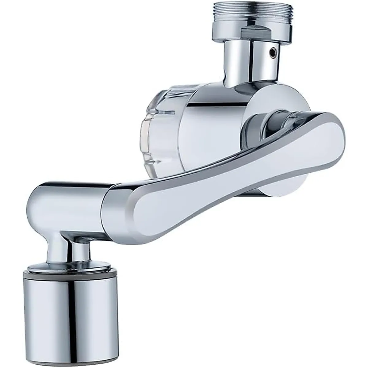 NIXTIDRA 1080° Rotating Faucet Extender with PP Cotton Filters, 2 Modes Swivel Robotic Arm Sink Aerator for Kitchen/Bathroom, 20mm/22mm Female and 24mm Male Thread Connection, Silver