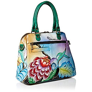 Anuschka Anna Hand Painted Leather Women's Organizer Satchel, Whimsical Garden
