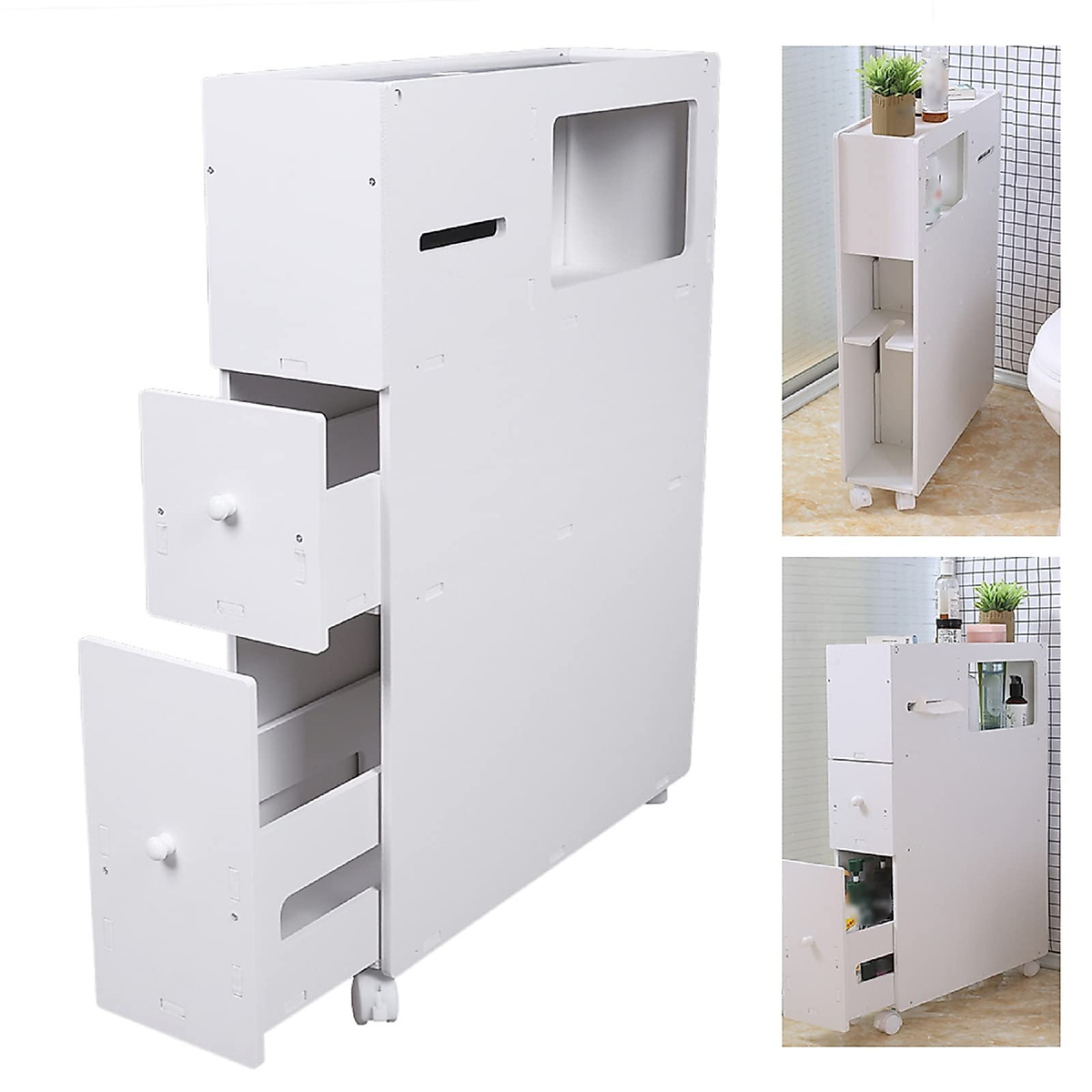 GDAE10 4 Layer Modern Bathroom Floor Shelf Bathroom Floor Cabinet Corner Storage Shelf White Bathroom Shelf Multifunctional Bathroom Storage Rack