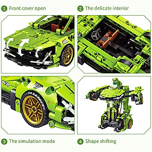 FEIDAMA Racing Cars Building Blocks Kit,2-in-1 Building Bricks Robot Building Toys, 721 PCS Sports Car Model Gifts for Kid Age 6+ and Adult