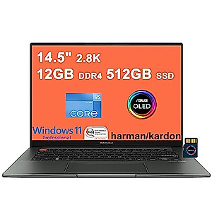 Asus Vivobook S 14X OLED Business Laptop | 14.5" 2.8K OLED 600nit 100% DCI-P3 | 12th Gen Intel 12-core i5-12500H (>i7-11800H) | 12GB DDR4 512GB SSD | Backlit Thunderbolt Win11 Gray + 32GB MicroSD Card