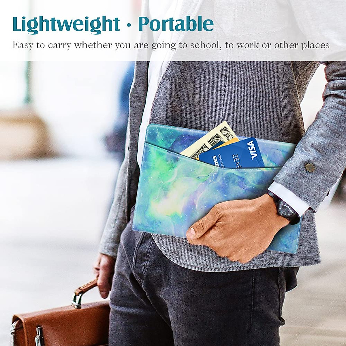 TiMOVO Case for Galaxy Tab A8 10.5 inch 2022 SM-X200/SM-X205, Multiple Viewing Angles Folding Stand Case with Document Card Slots and Hand Hold Strap Fit Samsung Tab A8 Case, Dreamy Nebula