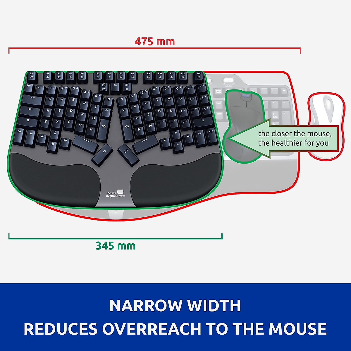 Truly Ergonomic Cleave Keyboard - Tactile Optical Mechanical Switches Better Than Cherry MX, Natural Typing, Comfortable Palmrest, Backlight, Strong Aluminum Body, Best Split Keyboard, Windows/Mac