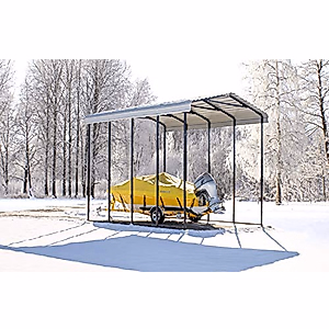 Arrow 14' x 20' x 14' 29-Gauge Metal RV Carport and Multi-Use Shelter for Large Vehicles- Eggshell