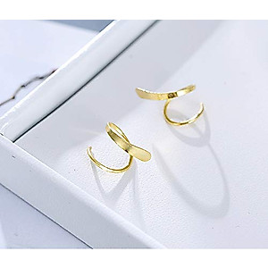 Reffeer 925 Sterling Silver Minimalist Crawler Earrings Wrap Cuff Earrings For Women Teen (Yellow)