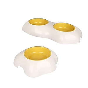 FUUIE Bowls for Food and Water Dog Food Water Feeder Poached Egg Shape Double Pet Bowls Prevent Tipping Pet Drinking Dish Feeder Cat Puppy Feeding Supplies (Color : Blue Double Bowl)