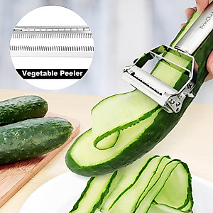 PrinChef Vegetable Peeler, 3 in 1 Versatile Y Potato Peeler for Kitchen| Ultra Sharp Julienne Peeler with Anti-Slip Handle | Stainless Steel No-Rust Veggie Peeler, Heavy Duty