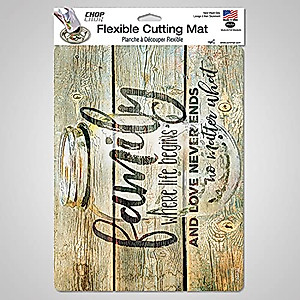 Chop Chop Designer Printed Flexible Cutting Board Mat, Made in the USA of BPA Free Food Grade Plastic, Family Time by Marla Rae,15” x 11.5”