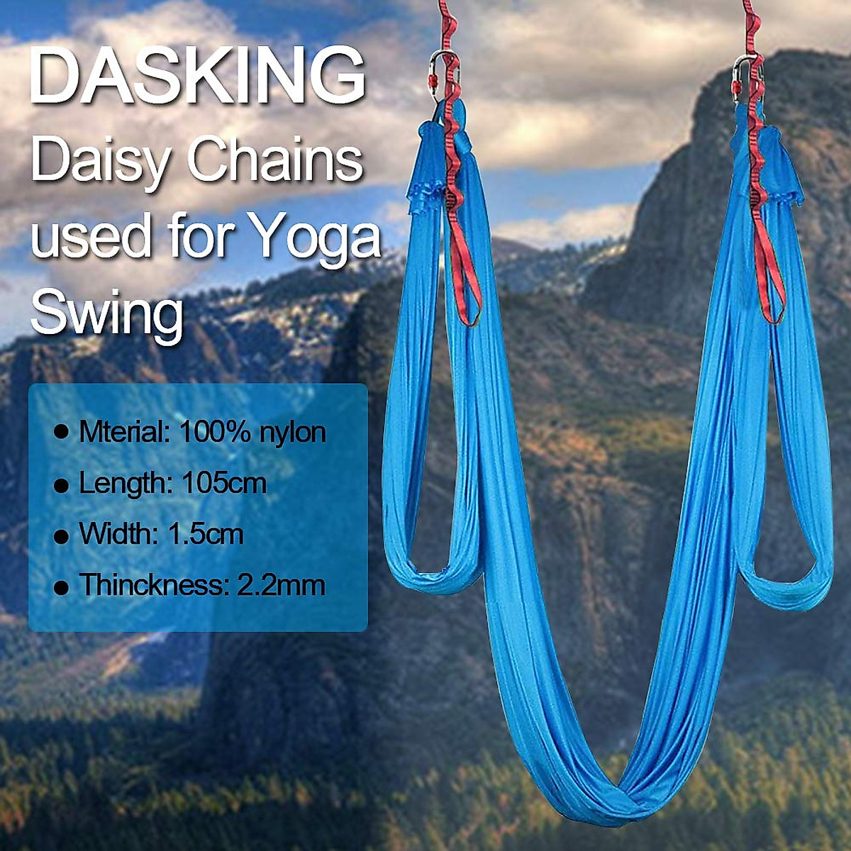 Dasking 2pcs Strong Climbing Strap Adjustable Strap Rope Strong Daisy Chain Nylon Daisy Chain Yoga Straps (Red)