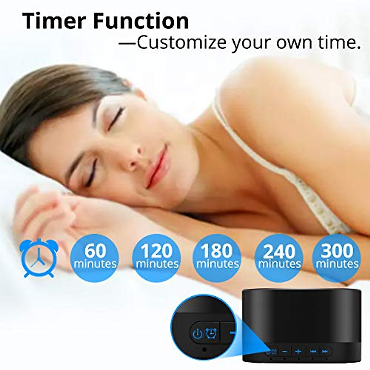 Magicteam Sound Machines White Noise Machine with 20 Non Looping Natural Soothing Sounds and Memory Function 32 Levels of Volume Powered by AC or USB and Sleep Sound Timer Therapy for Baby Kids Adults