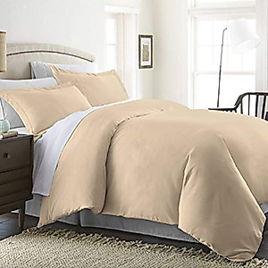Beckham Hotel Collection Luxury Soft Brushed 1800 Series Microfiber Duvet Cover Set with Zipper Closure - Hypoallergenic - King/Cal King, Eggshell Cream