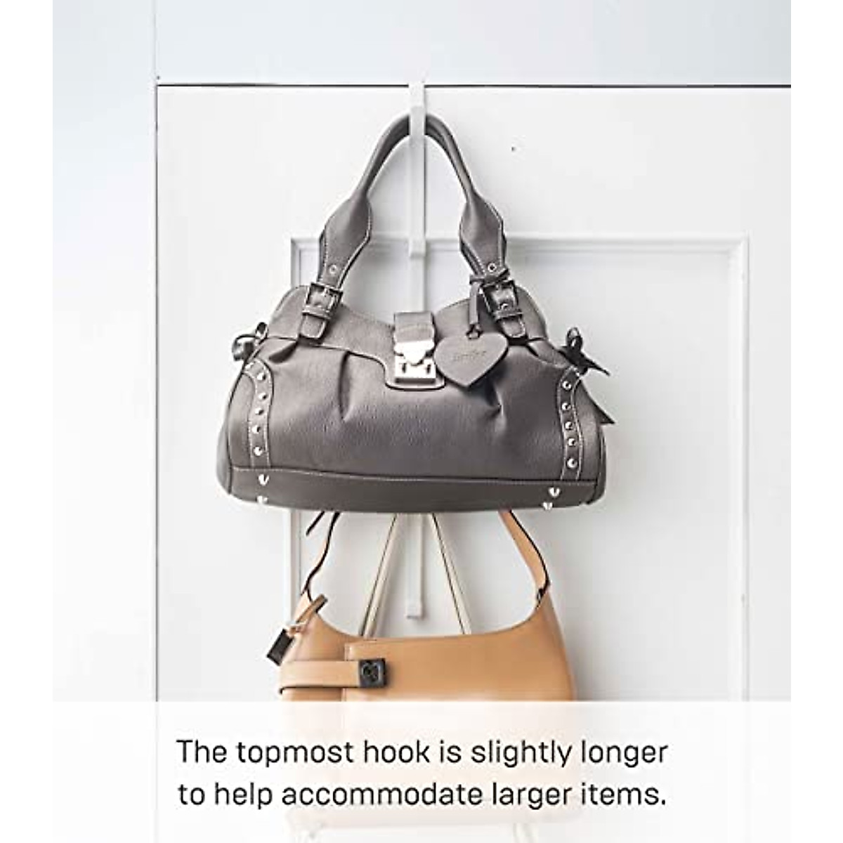 Yamazaki Home Over The Door Hooks - Vertical Hanging Coat Rack, Steel, Over-the-Door, No Assembly Req., Fits Doors up to 1.375" thick, white