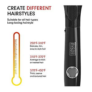 Curling Iron K&K 1 Inch Clipped with Tourmaline Ceramic Barrel, Professional 25mm Hair Curler Curling Iron up to 450°F Dual Voltage for Traveling, Hair Waving Style (1 inch) (1 Inch)