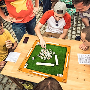 20mm Mini Travel Mahjong Set with Majiang Table Travel Board Game Chinese Traditional Mahjong Games, Portable Size and Light-Weight