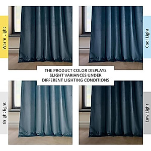 HPD Half Price Drapes Heritage Plush Velvet Curtains 96 Inches Long Room Darkening Curtains for Bedroom & Living Room 50W x 96L, (1 Panel), Avalon Blue