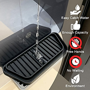 KindGa Refrigerator Drip Catcher Tray,Protector Ice and Water Dispenser Pan,Fridge Spills Water Pad Catch Basin for Drainage 2 Pack (Rectangular,Black)
