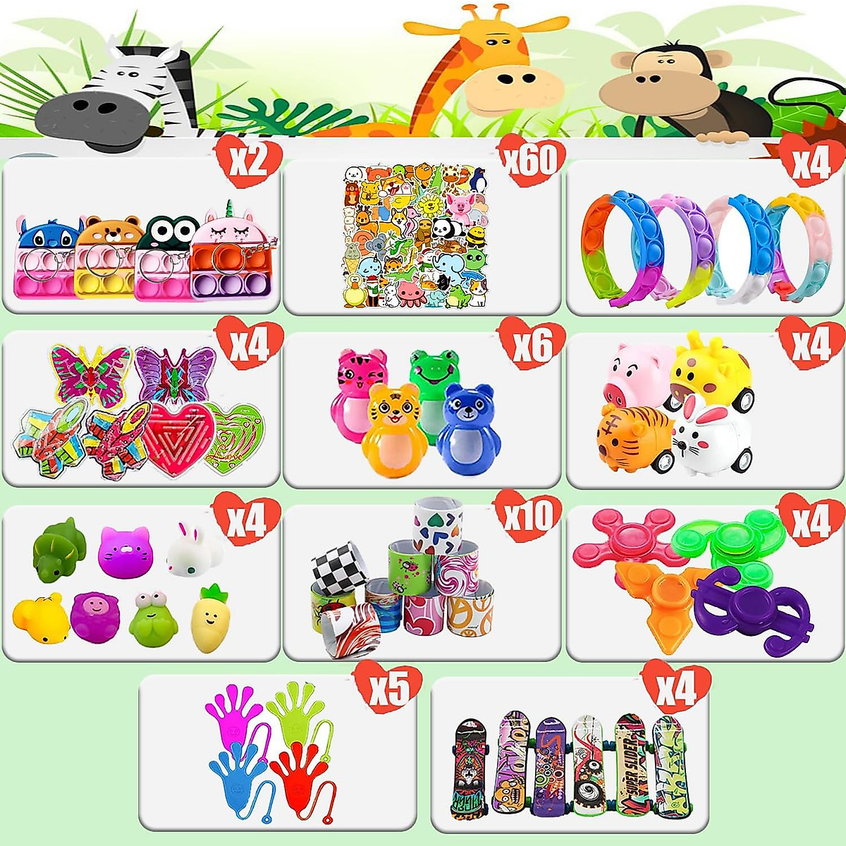 Dilycery 107 PCS Party Favors Toys for Kids, Treasure Box Toys for Classroom, Pop Fidget Toys Treasure Chest for Kids Prizes Classroom, Bulk Pinata Stuffers Goodie Bag Fillers for Kids 4-8