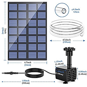 Solar Fountain Pump with Panel - AMZTime 2.5W DIY Solar Water Pump Kit with 6 Nozzles and 4ft Water Pipe, Solar Powered Fountain for Bird Bath, Fish Tank, Outdoor Pond, Patio Garden
