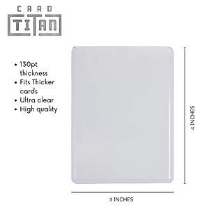 CARD TITAN PRO 3" x 4" Thick Card 130pt Toploader and Soft Sleeves 50ct - Premium Quality Ultra Clear Top Loaders and Penny Sleeves for Trading Cards - Extra Thick Card Sleeves