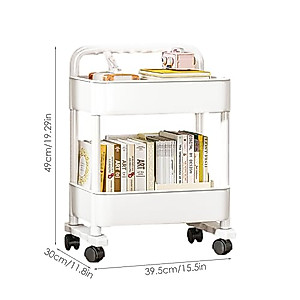 Movable Bookshelf Cart, Movable Storage Book Shelves, Movable Book Rack, Compact Bookshelf on Wheels, Reusable Rolling Storage Cart Movable Bookshelf for Kitchen, Bedroom, Living Room & Laundry Room
