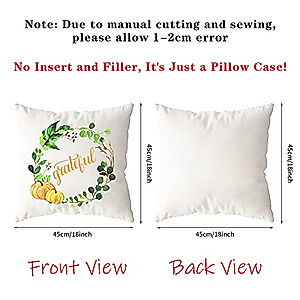 Fall Decor Pillow Covers 18x18 Set of 4 for Fall Decorations,Thanksgiving Decorations Outdoor Farmhouse Pumpkin Decor Throw Pillows Cover Grateful Autumn Decorative Pillow Cases Cushion Case for Couch