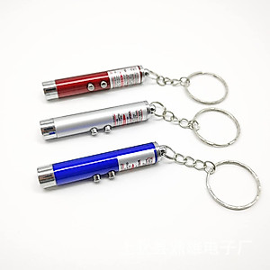 3PCS Mini Cat Toys Laser Pointer Pen Keychain Flashlight Funny Dog Stick Pet Lamp White Light LED Infrared Button Electronics Included (3 PCS Pack, Silver Gray)