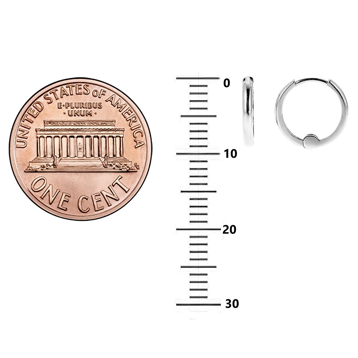 Ritastephens 10k White Gold Mini Huggies Hoops Earrings 1.5x9 Mm