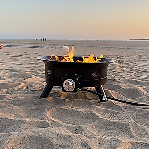 Flame King Smokeless Propane Fire Pit, 24-inch Portable Firebowl, 58K BTU with Self Igniter, Cover, & Carry Straps for RV, Camping, & Outdoor Living