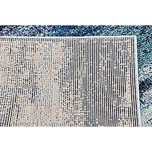 Unique Loom Jardin Collection Colorful, Vibrant, Abstract Watercolor Area Rug, Rectangular 7' 0" x 10' 0", Blue/Gray