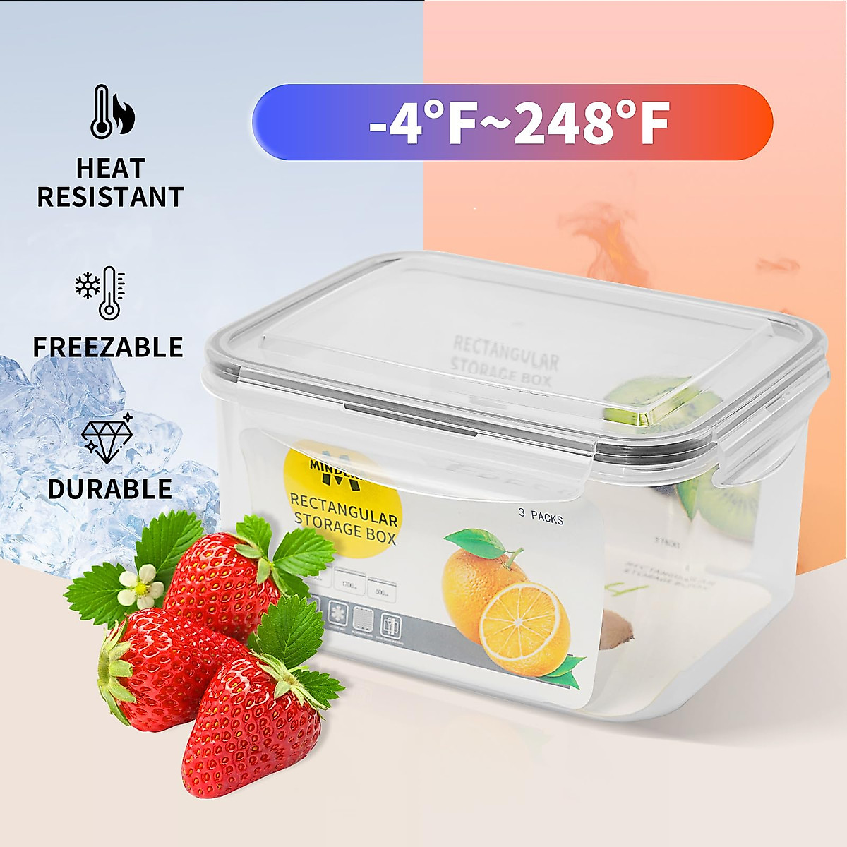 MINDEKA 24 Pieces Large Food Storage Containers, Plastic Food Container Set with Lid for Kitchen Storage Stackable & Nested Airtight Lunch Box for Cereal Fruit Leftover Freezer Microwave Safe