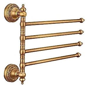 Towel BAR Rack Towel Rack Antic Copper Rotatable Towel Rack European Bathroom Bathroom Hanging Double Stand