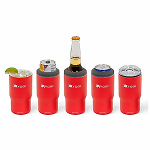 YOGI Voyager One Ceramic Lined All-In-One Tumbler Can Bottle Cooler - 12oz Code Red