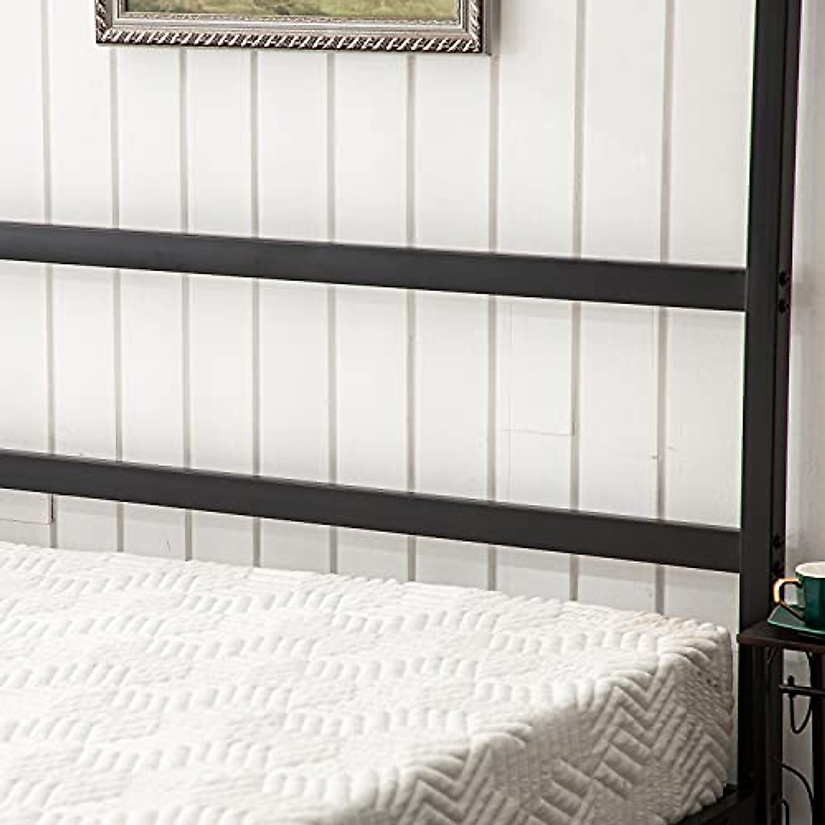 Bonnlo Black Canopy Bed Frame King with Headboard, Four Poster Bed Frame King, Metal