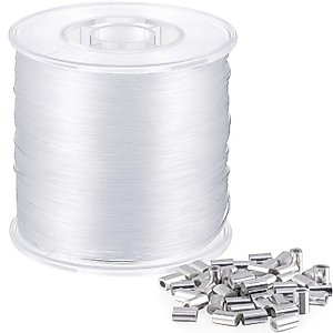 Strong Clear Nylon Fish Wire for Hanging Christmas Decor and 50 Loop Sleeve (218 Yd.)