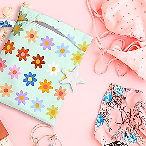 zcyxuuw Wet Bag, Wet Dry Bag, Wet Bag for Swimsuit, Travel, Beach, Pool, Diapers, Dirty Yoga Gym Clothes, Toiletries, Makeup Bag, Waterproof Reusable Cute Daisy Floral Flower